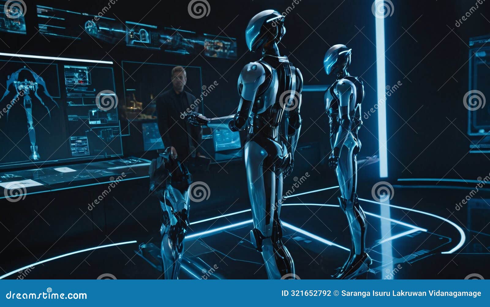 The Cybernetic Nexus: an Autonomous AI Interface Stock Illustration ...