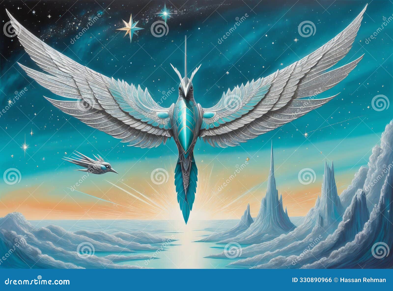 A Mesmerizing Intergalactic Scene Unfolds In Vibrant Hues Of Turquoise ...