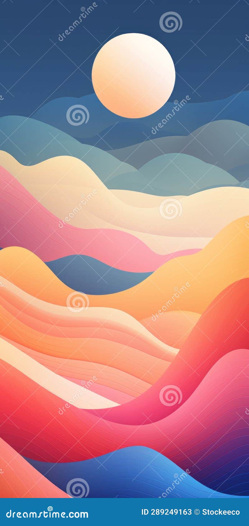 Colorful Hill Illustration with Modern Art Style Stock Illustration ...