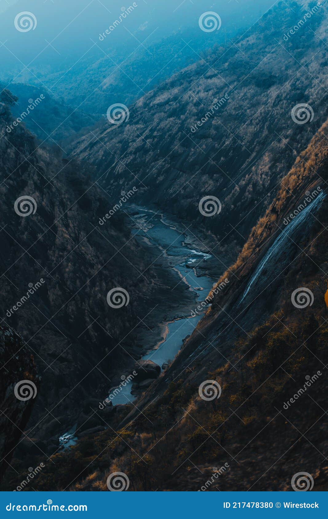Mesmerizing Landscape of a River Flowing in the Valley between High ...