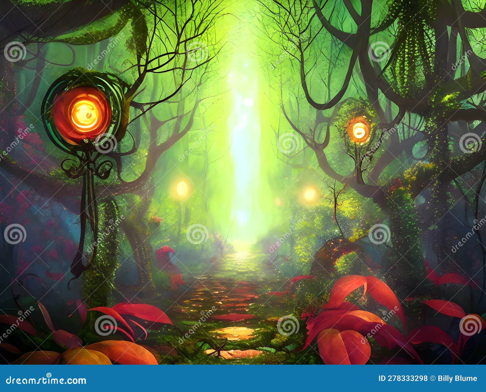 Mythical Enchanted Trees Cartoon Vector Collection. Magical Forest ...