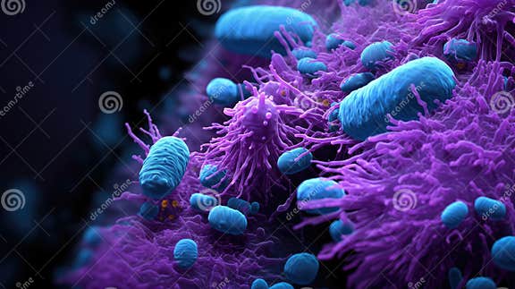 Mesmerizing Microscopic View, Irregular Shaped Blue and Pink Bacteria ...