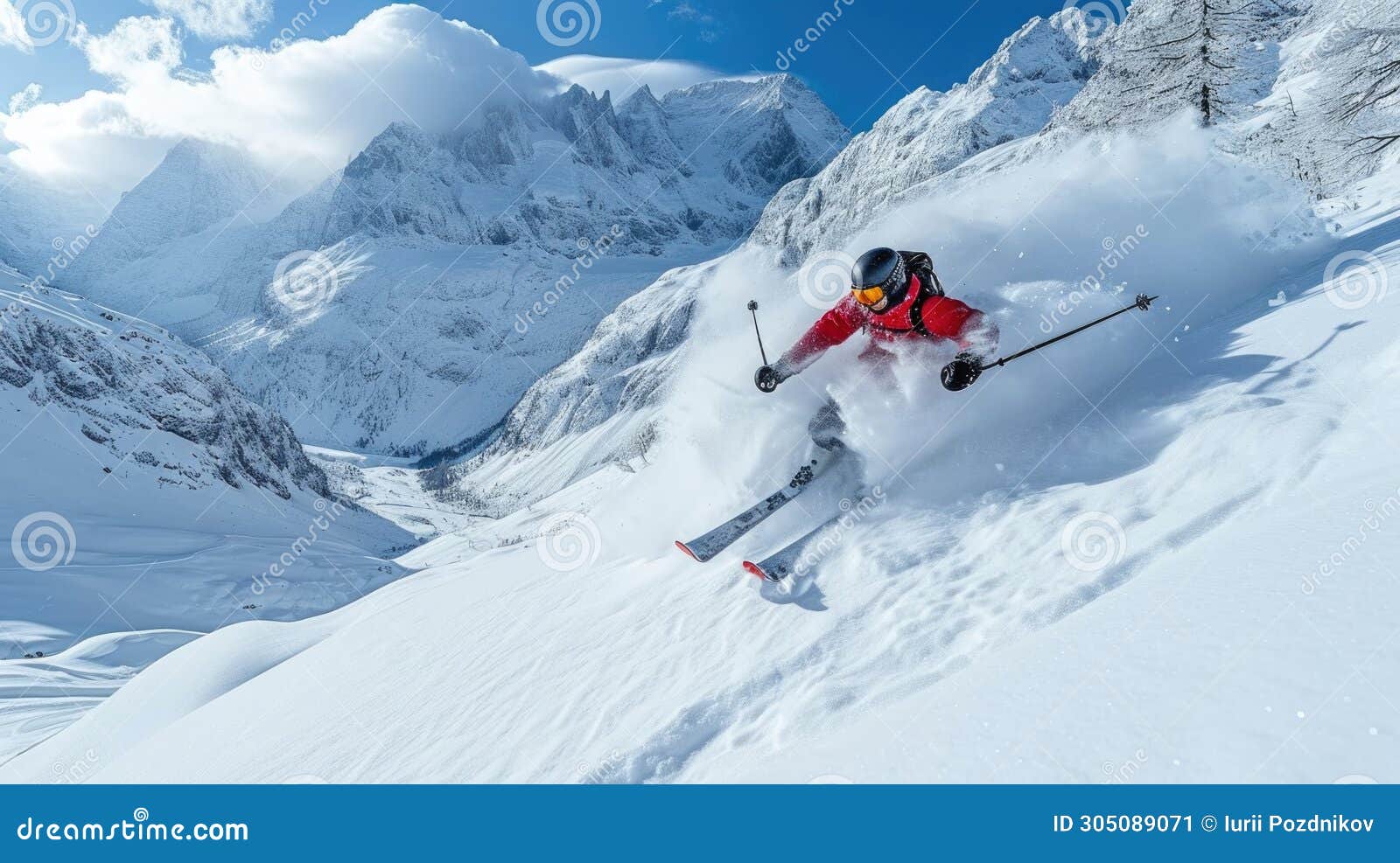 The Mesmerizing Moment of a Skier& X27;s Descent from a High Mountain ...