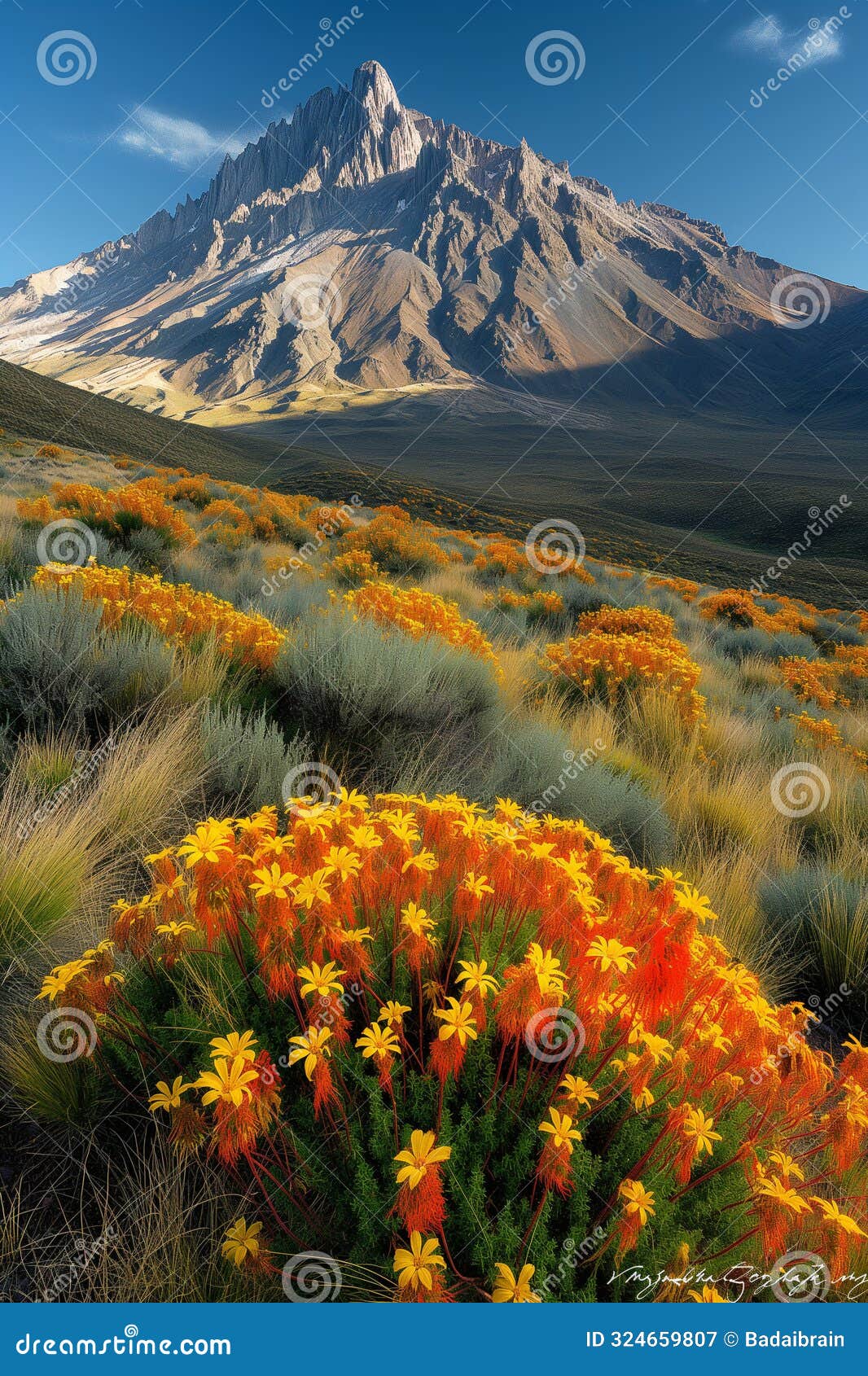 Mesmerizing Mountain Scenery. Stock Illustration - Illustration of hill ...