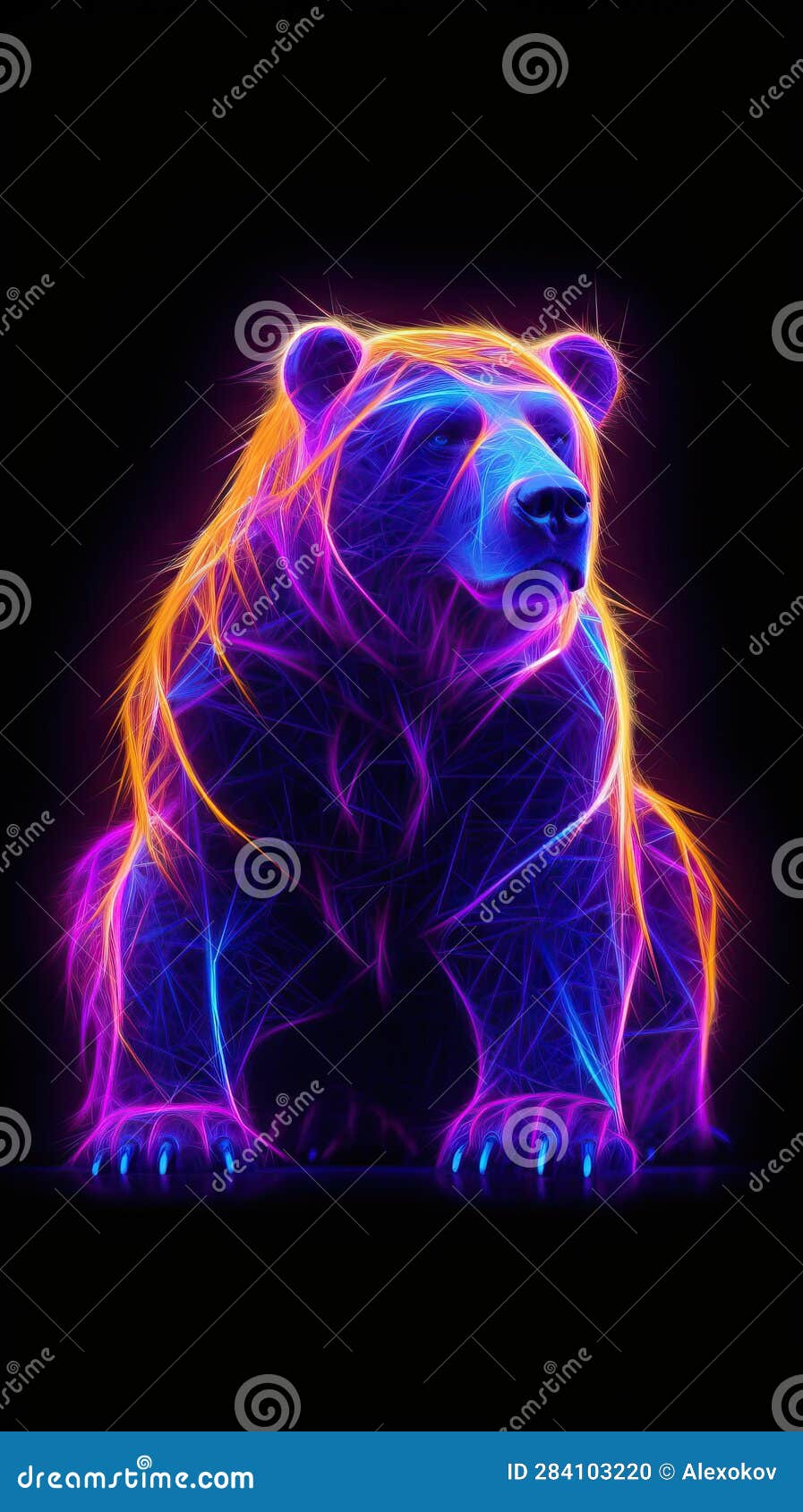 Mesmerizing Neon Bear in Dynamic Composition with Dramatic Lighting ...