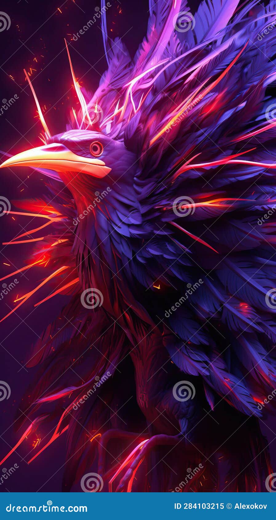 Neon Crow Red Color Vector Illustration Flat Style Image ...