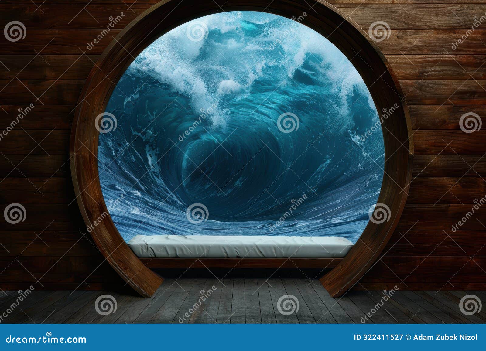 Mesmerizing Ocean Wave In Circular Window Frame Royalty-Free Stock ...