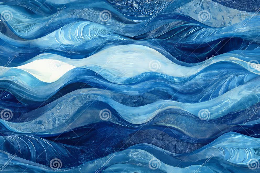 A Mesmerizing Ocean Wave Pattern with Rolling Deep Blue Currents, Foam ...