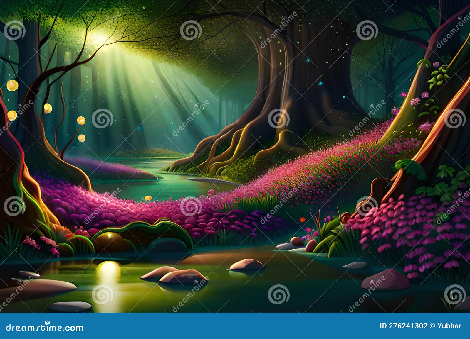 Mesmerizing Panoramic Scene of a Luminescent Fairy Forest Bathed in ...