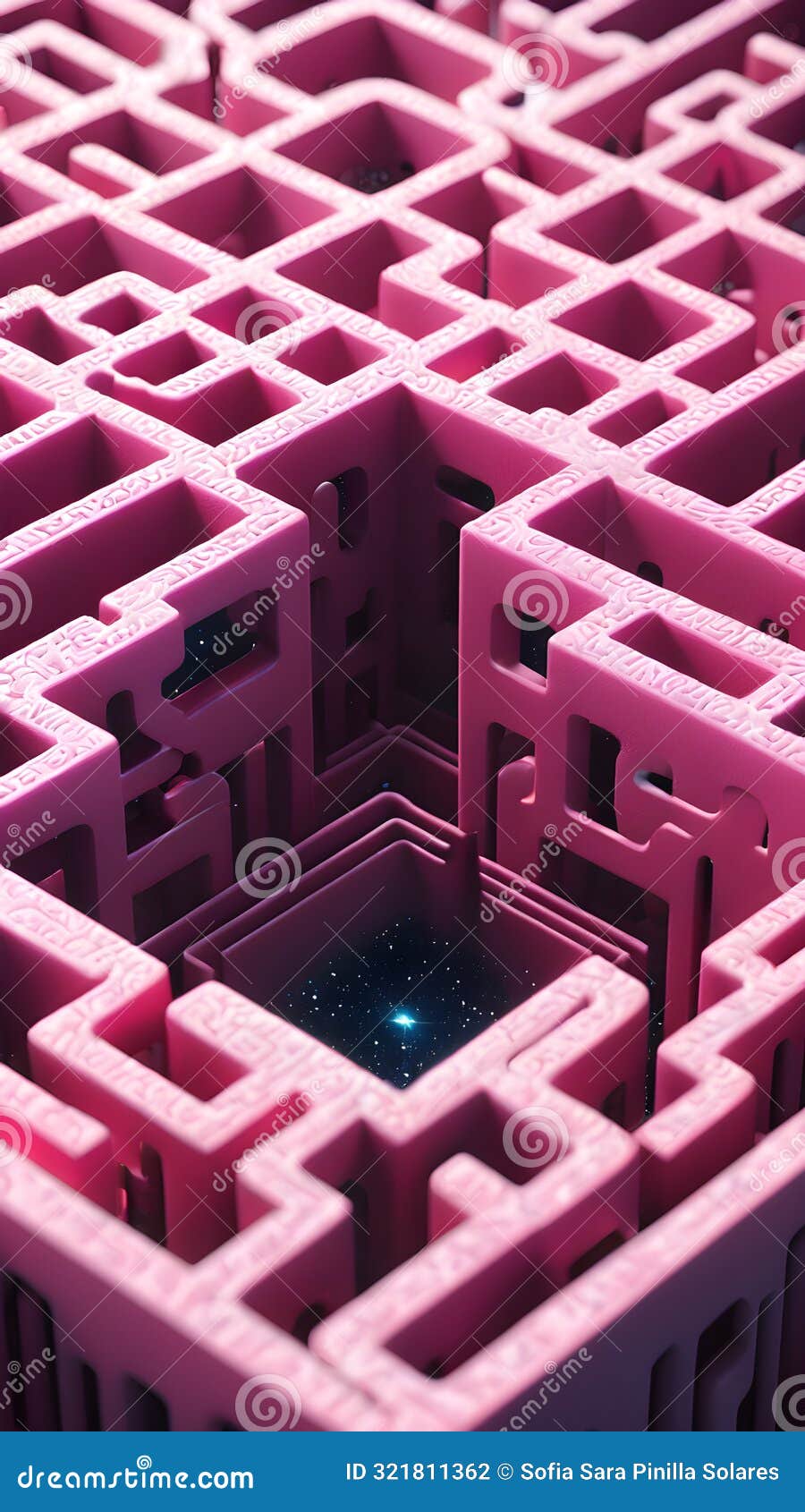 Mesmerizing Pink 3D Labyrinth: a Captivating Maze Exploration Experience with Doors Stock ...