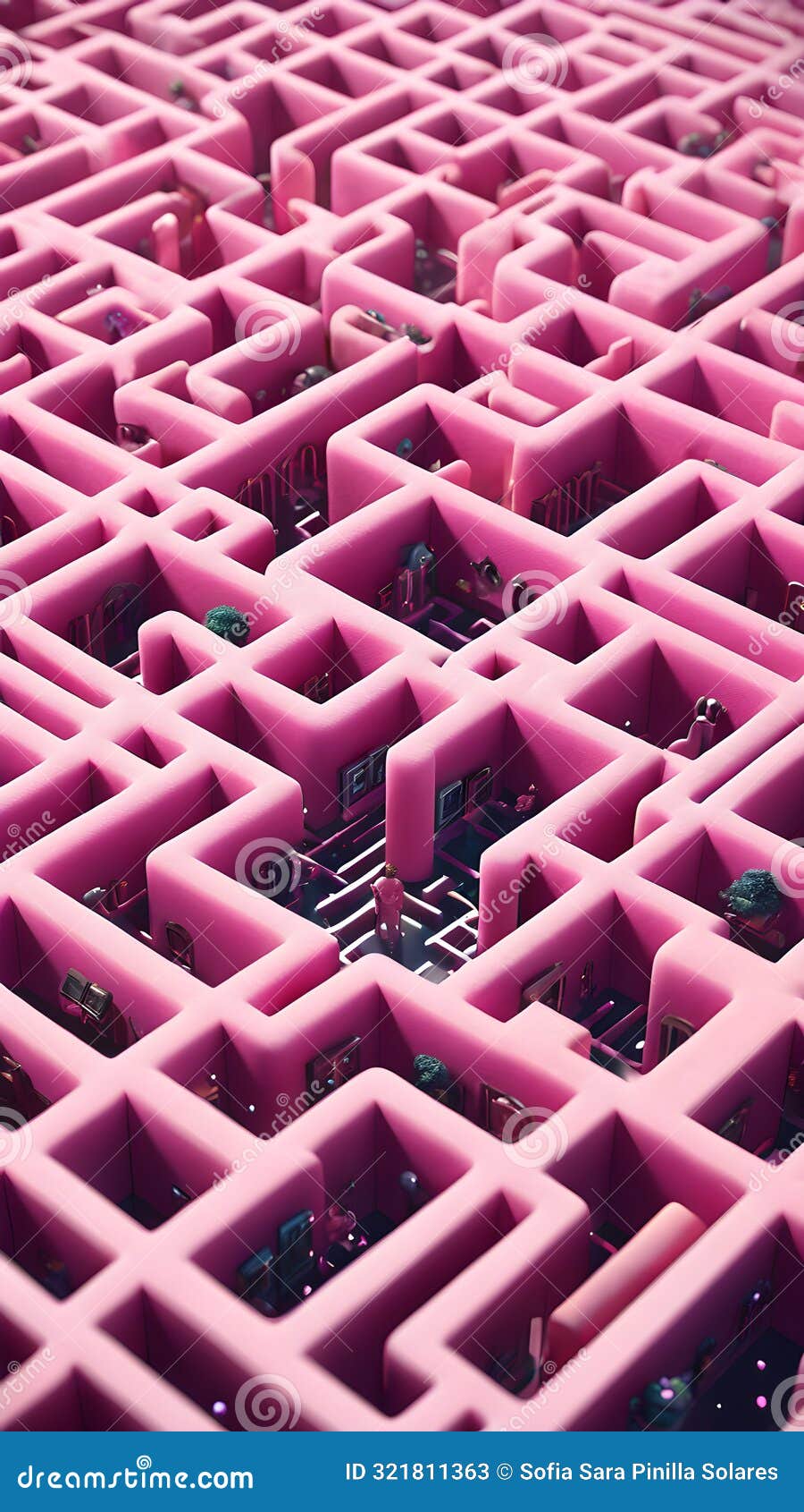 Mesmerizing Pink 3D Labyrinth: a Captivating Maze Exploration Experience with Doors Stock ...
