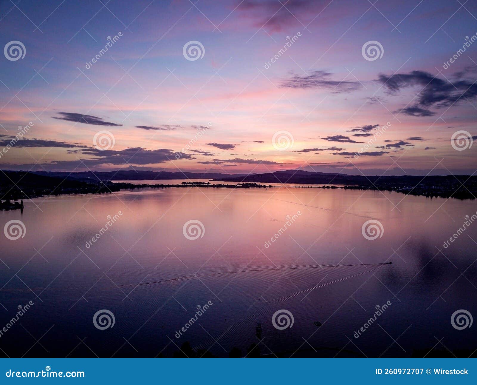 Mesmerizing Pink Sunset Over the Lake Stock Image - Image of scenery ...