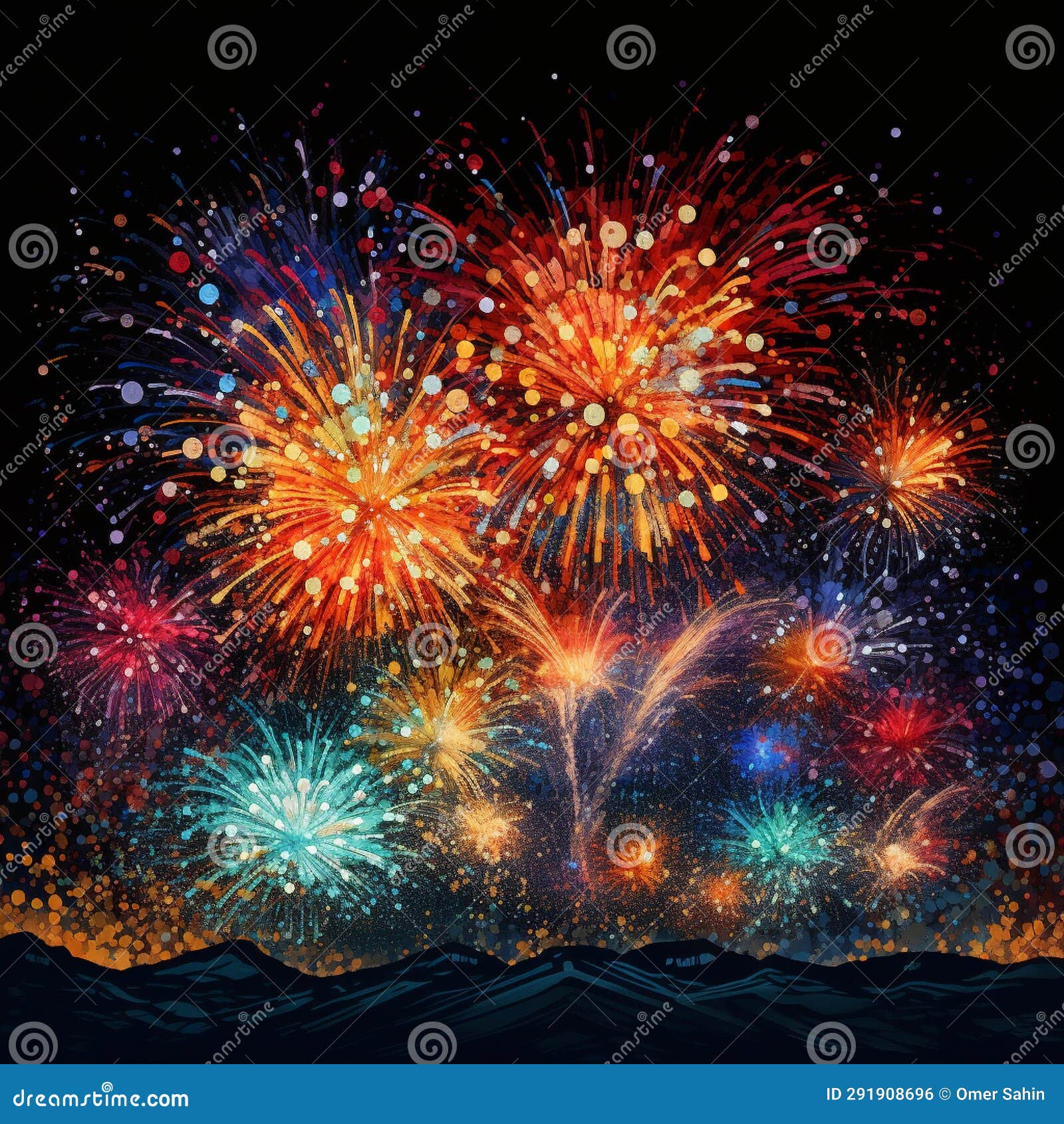 Mesmerizing Pyrotechnic Display - Abstract Illustration Stock Photo ...