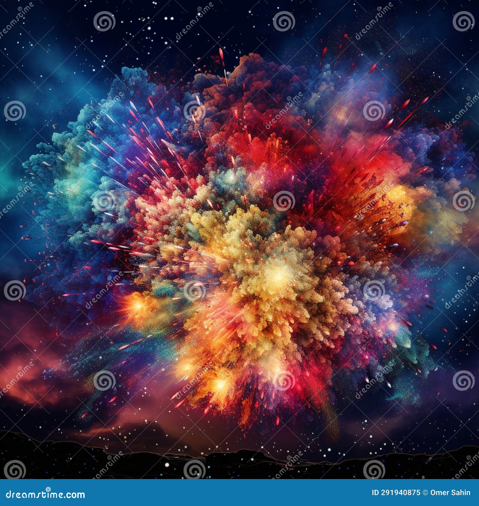 Mesmerizing Pyrotechnic Display - Abstract Illustration Stock Image ...