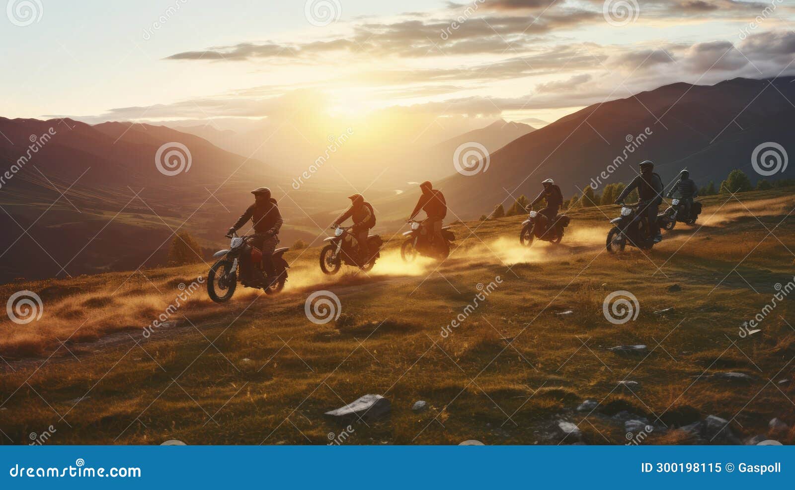 The Mesmerizing Scene of a Biker Group Enveloped in the Radiant Glow of ...