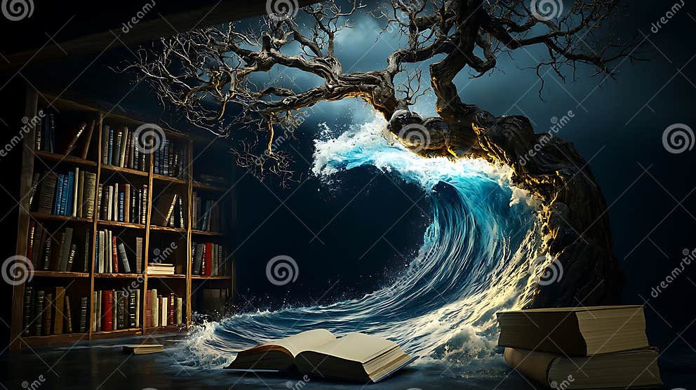 Glowing River Flows into Radiant Fields of Imagination Stock ...