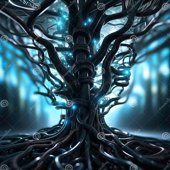 A Mesmerizing Scifi Tech-savvy Binary Tree Entity. AI Generated Stock ...