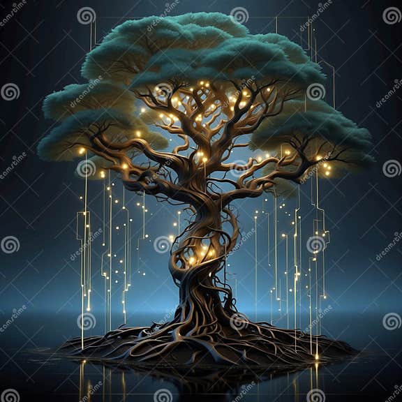 A Mesmerizing Scifi Tech-savvy Binary Tree Entity. AI Generated Stock ...