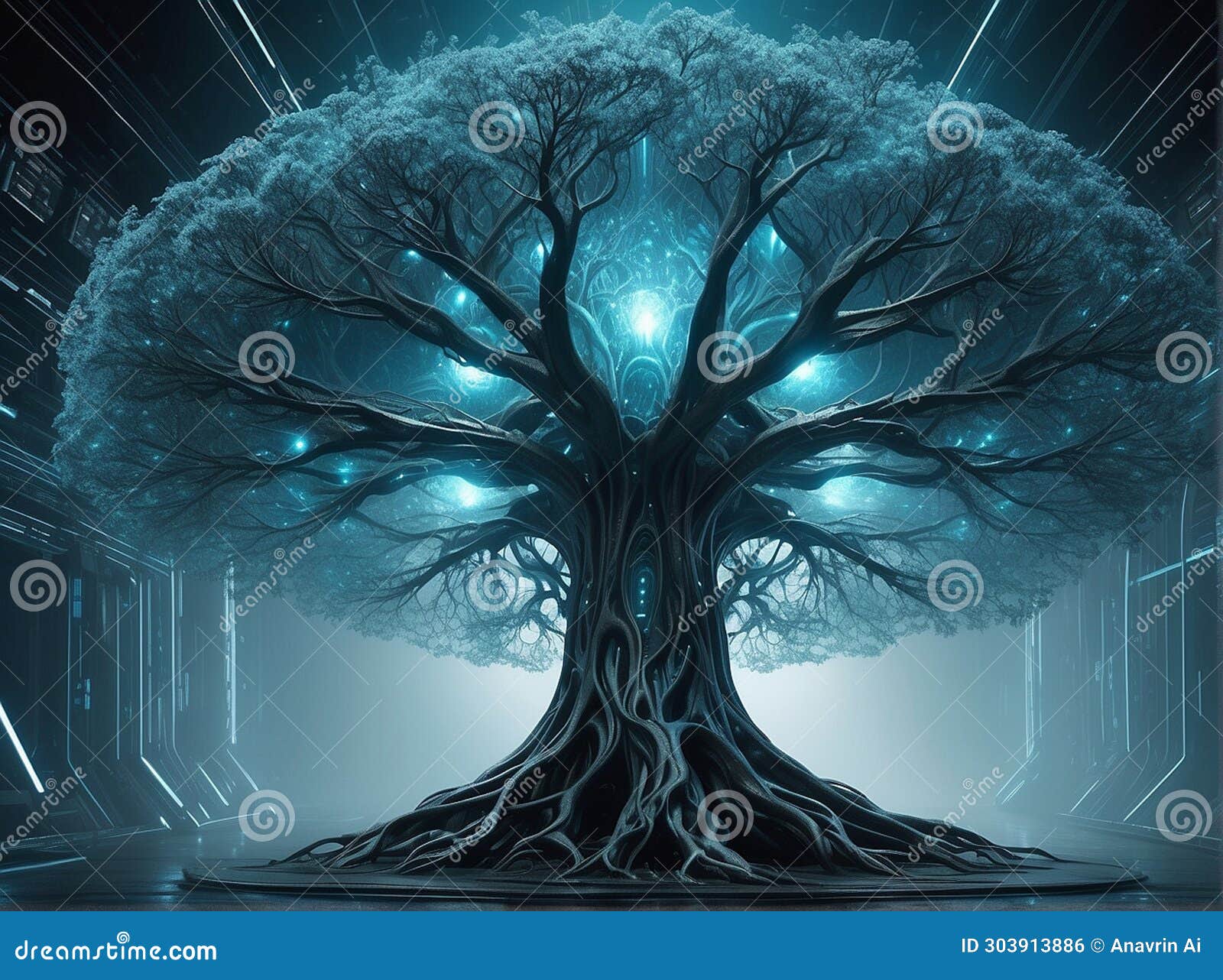 A Mesmerizing Scifi Tech-savvy Binary Tree Entity. AI Generated Stock ...