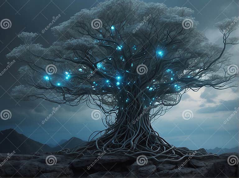 A Mesmerizing Scifi Tech-savvy Binary Tree Entity. AI Generated Stock ...