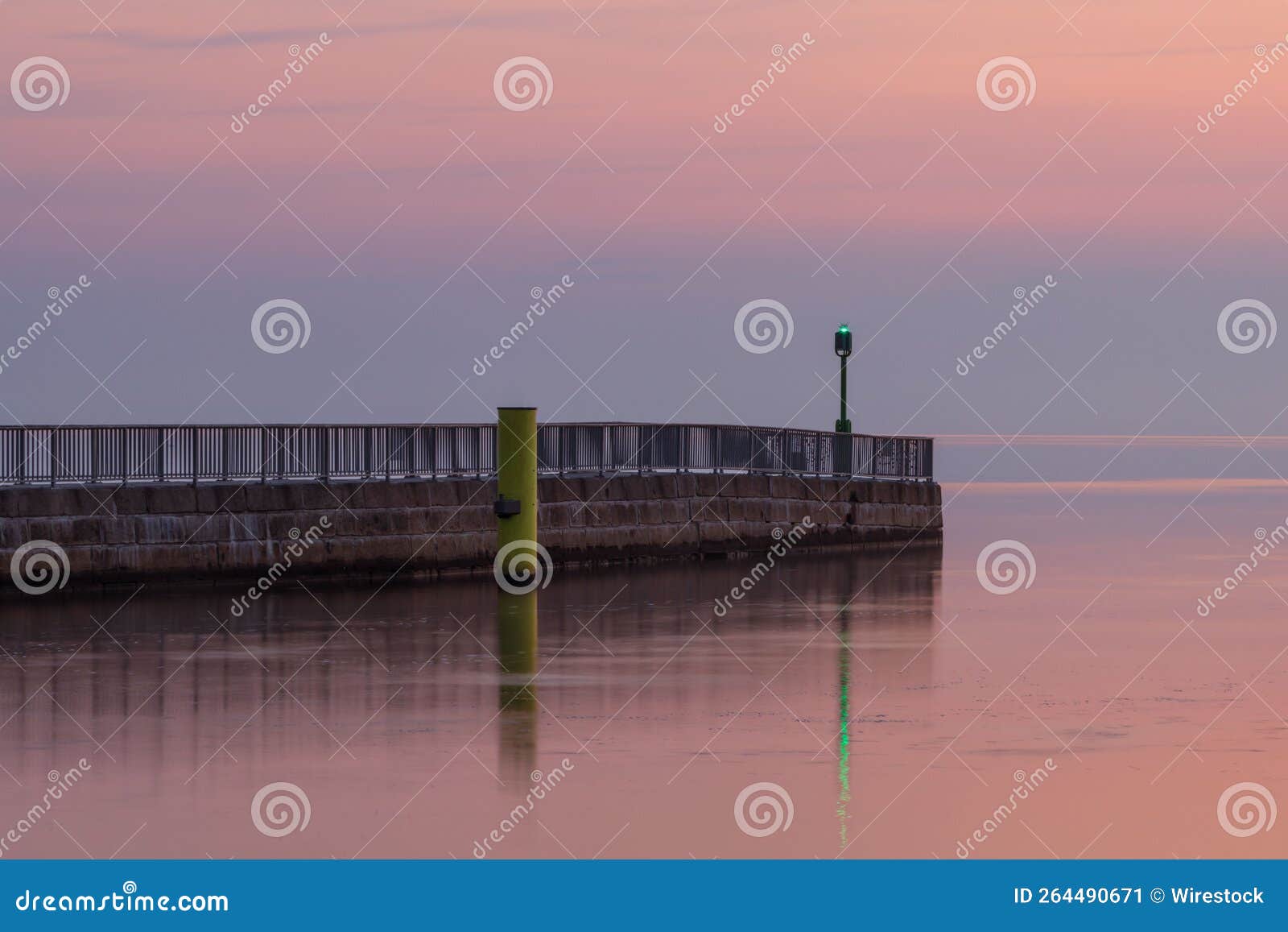 Mesmerizing Sea View with Stone Pier Under Pinky Sunset Sky Stock Image ...