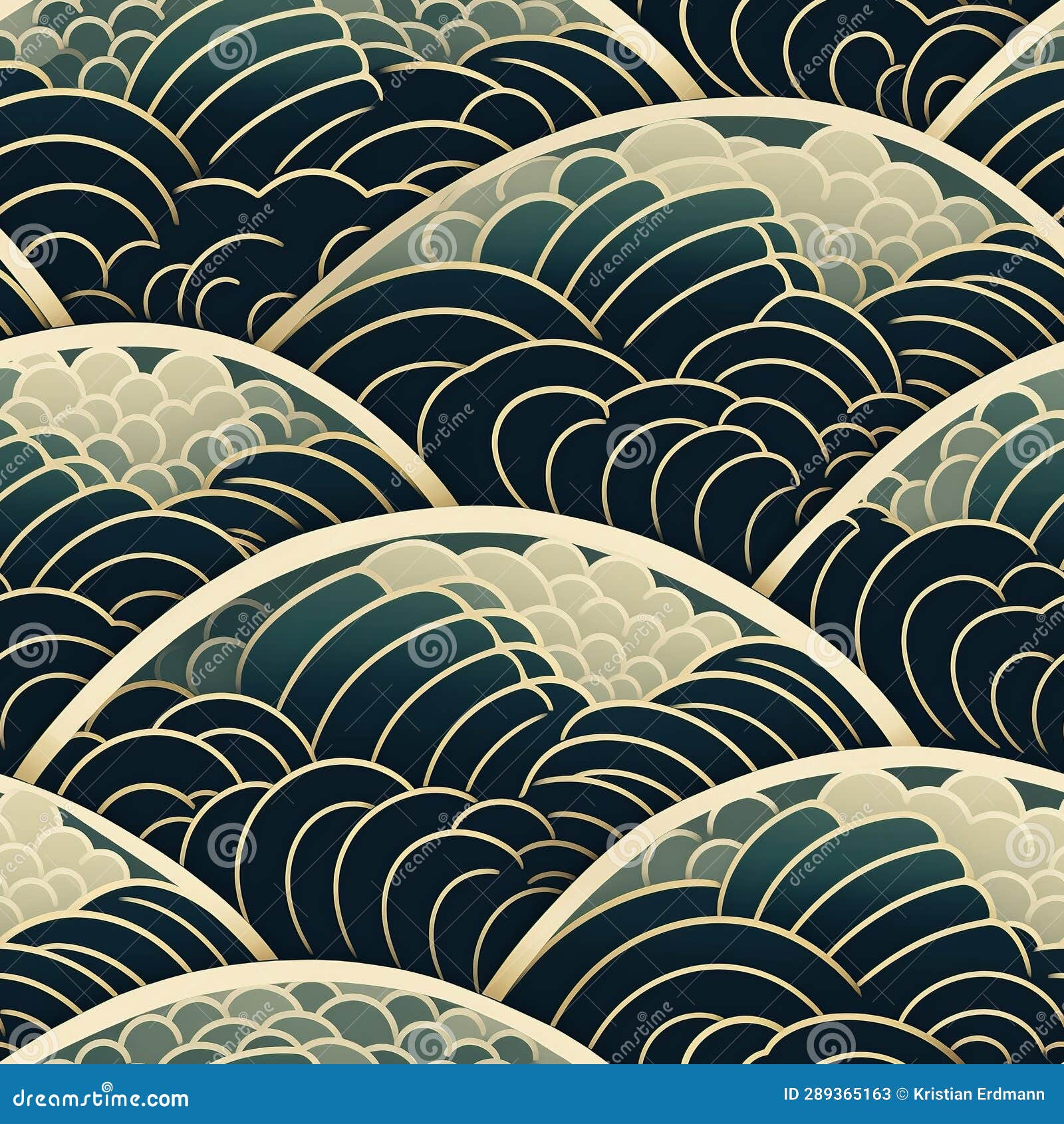 Seigaiha Waves: Interlocking Circles Pattern Stock Illustration ...