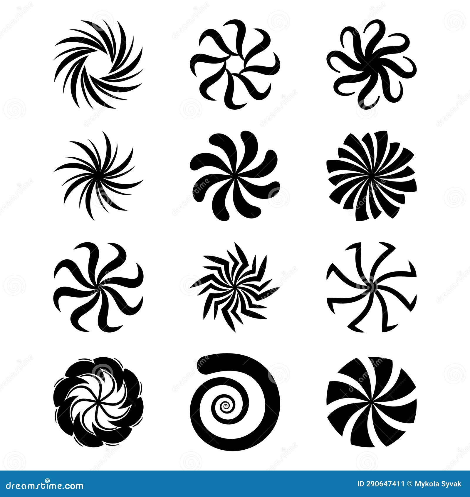 Mesmerizing Set of Black Spirals, Intertwining Gracefully, Evoking a ...