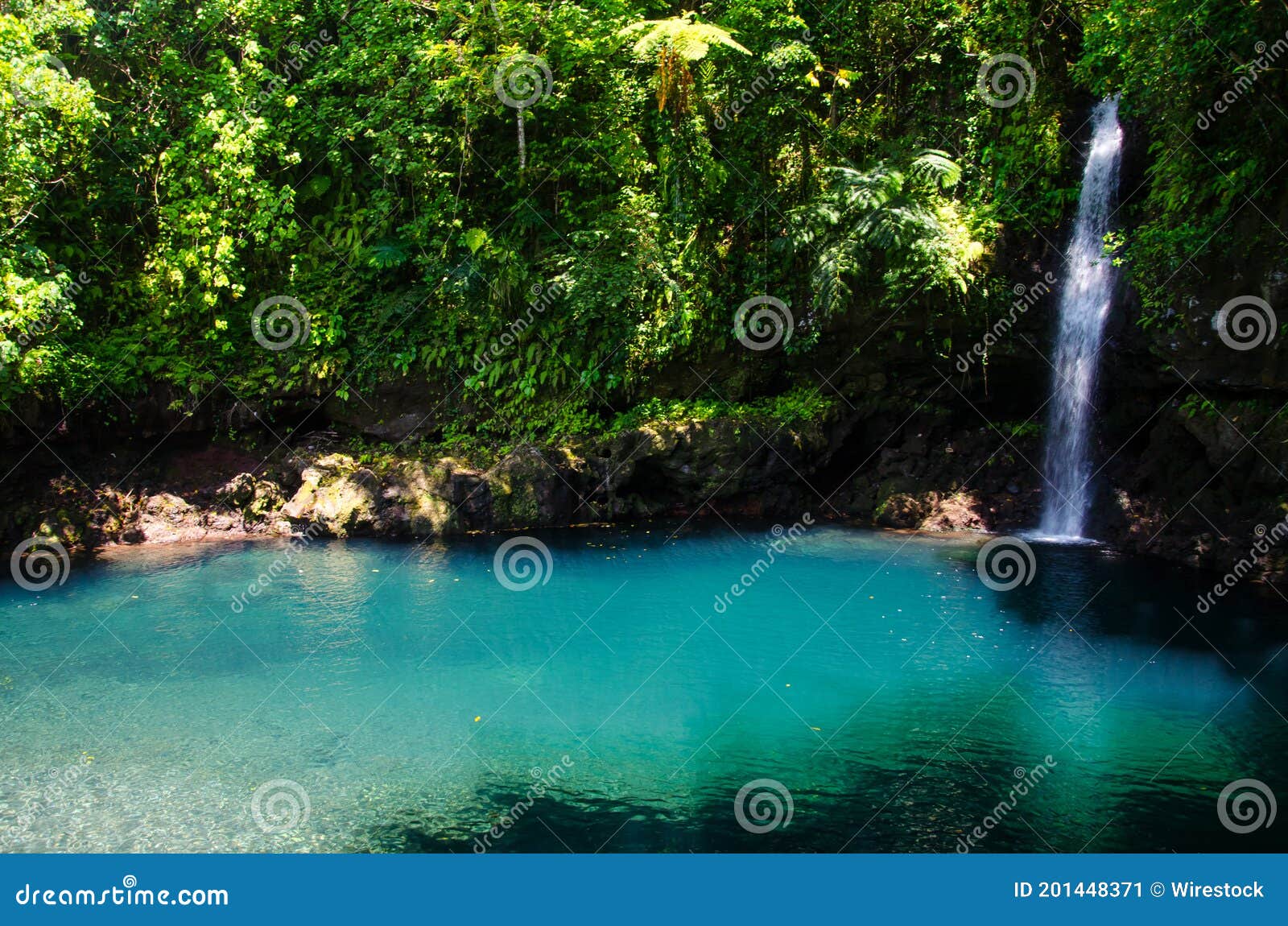 Mesmerizing Shot of Afu Aau Waterfall in Samoa Stock Image - Image of ...