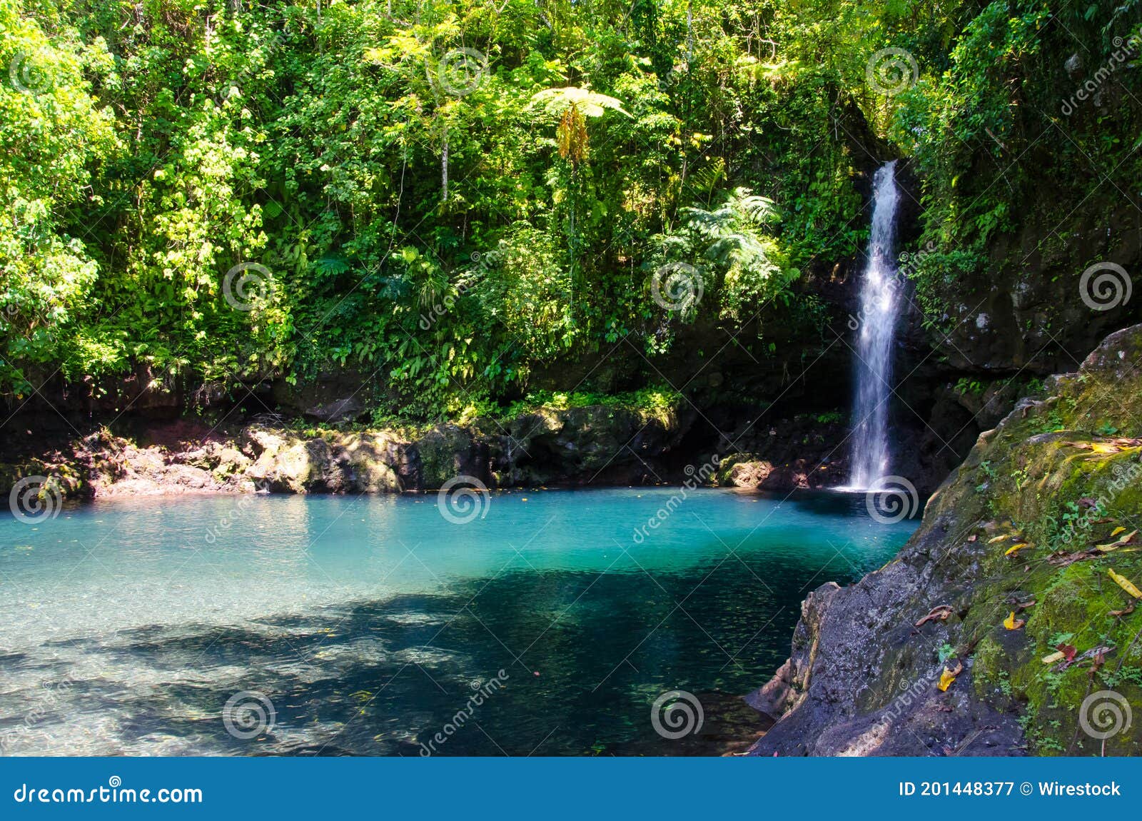 Mesmerizing Shot of Afu Aau Waterfall in Samoa Stock Image - Image of ...
