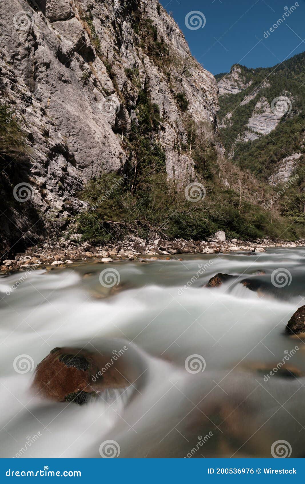 Mesmerizing Shot of a River Surrounded by Rocks and Trees Stock Photo ...