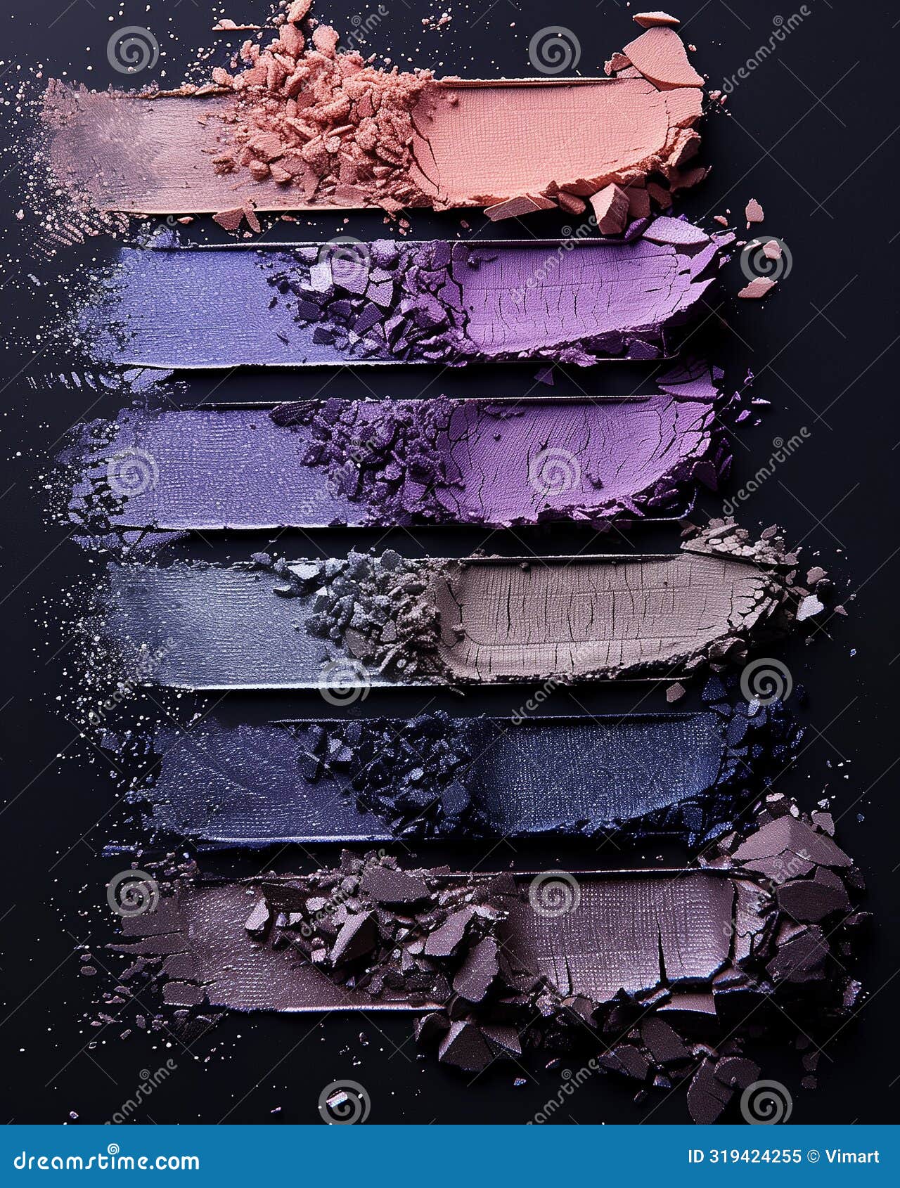 A Mesmerizing Spectrum of Eyeshadow Swatches Stretches on Dark ...