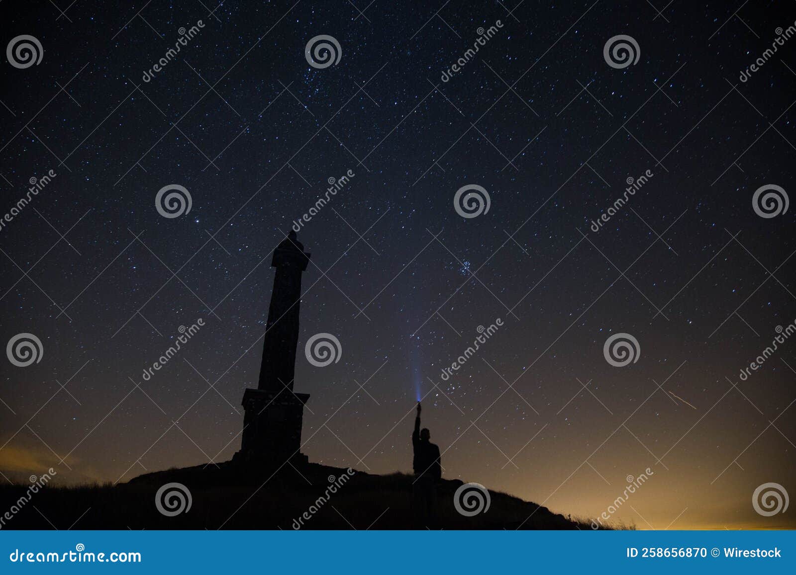 Mesmerizing Starry Sky with Silhouettes of a Towers on a Hill Stock ...