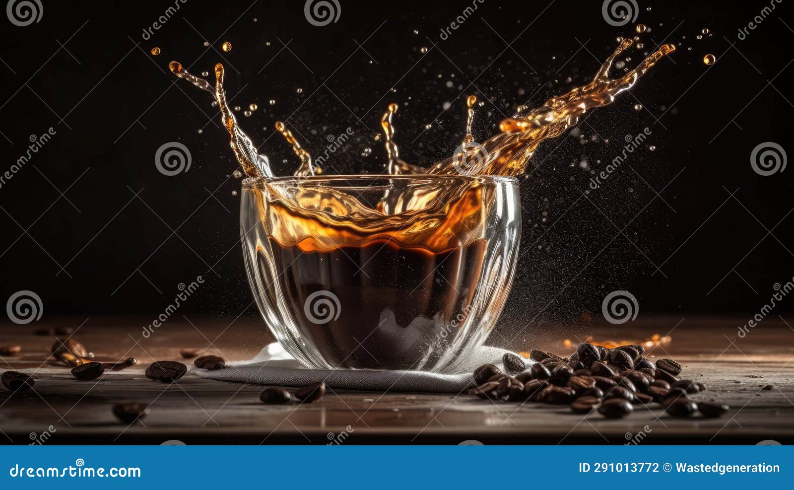 Captivating Coffee Splash in a Glass Cup Stock Illustration ...