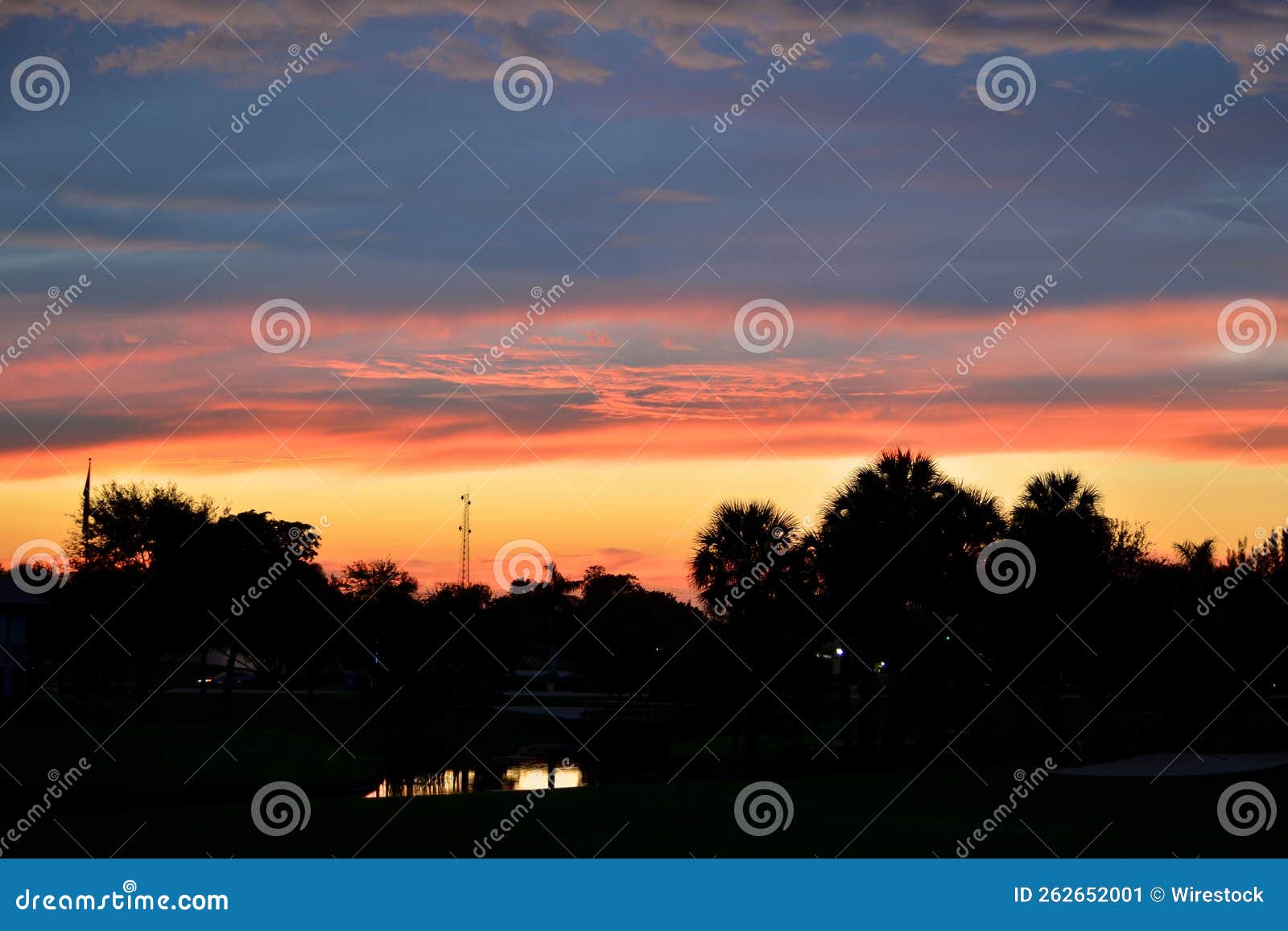 Mesmerizing Sunset with Fluffy Clouds in the Sky Over the Silhouette of ...