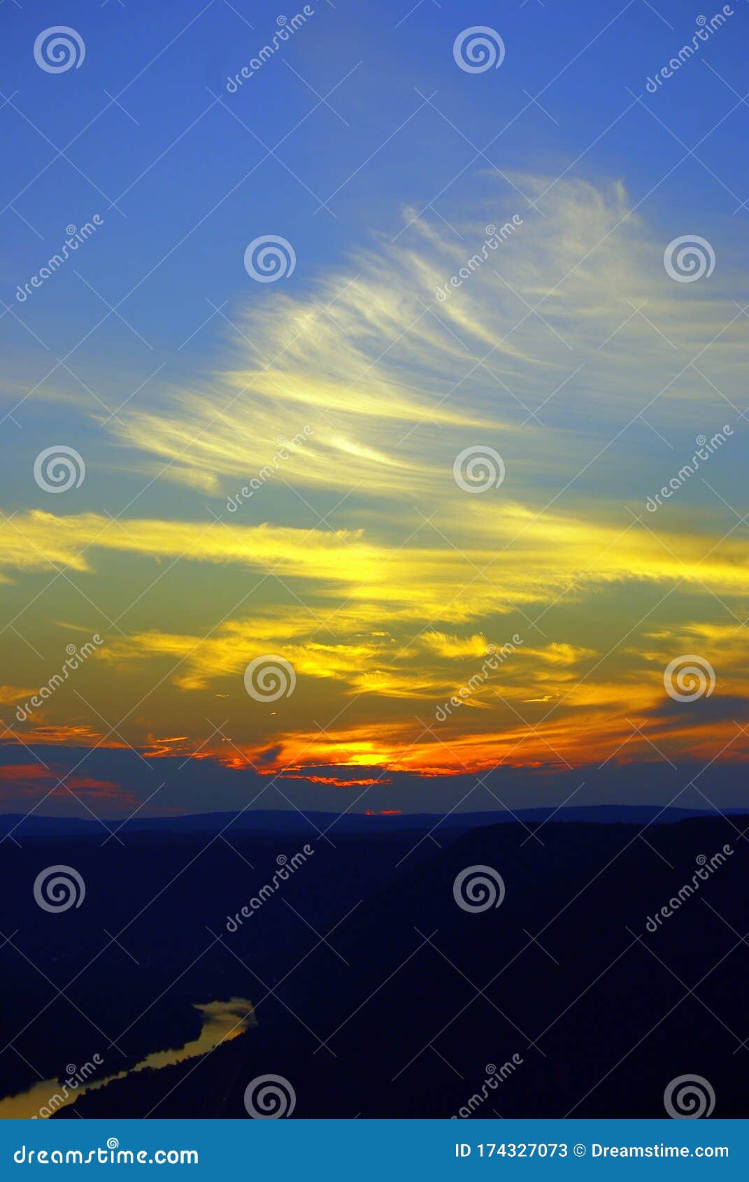 Mesmerizing Sunset on a Mountain Landscape Stock Image - Image of ...