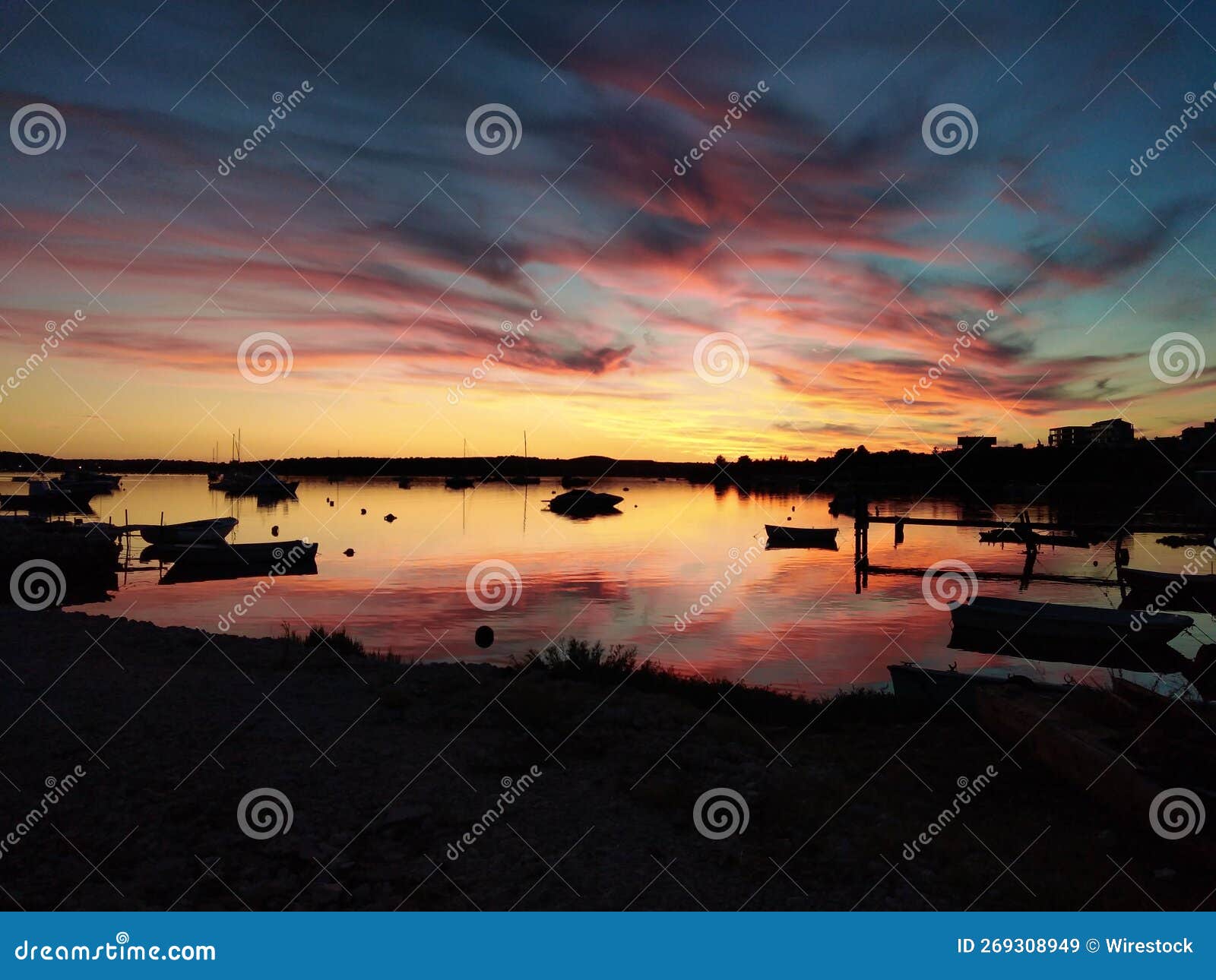 Mesmerizing Sunset Sky Over the Lake with Vibrant Hues of Stock Image ...