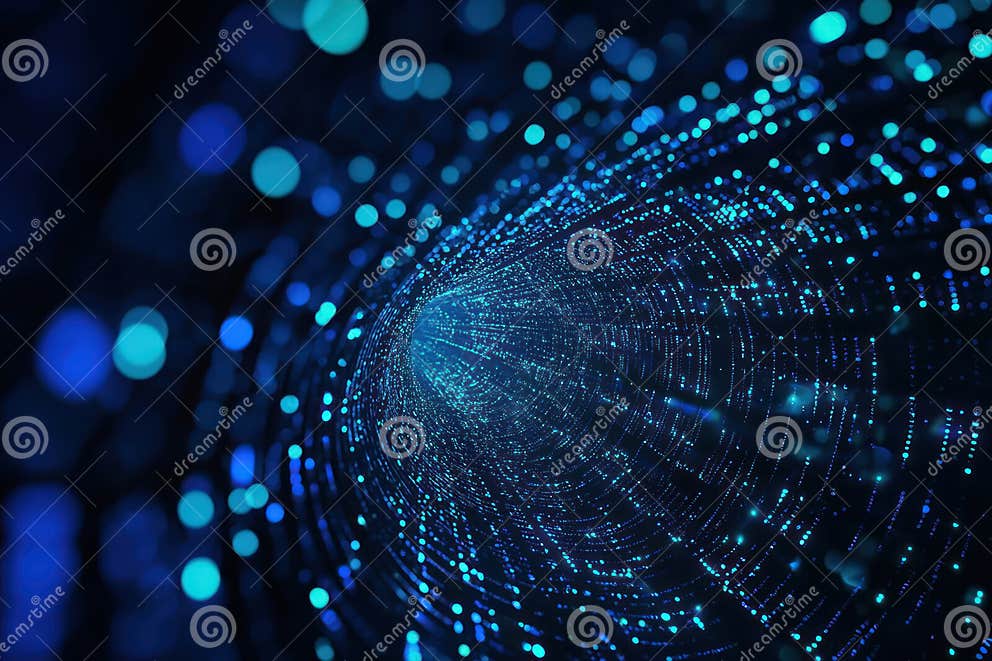 Mesmerizing Tunnel of Blue Data Points Creating Dynamic Visual Effect ...