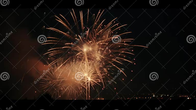 A Slow-motion Shot of Fireworks Exploding in the Night Sky Created with Generative AI Stock ...