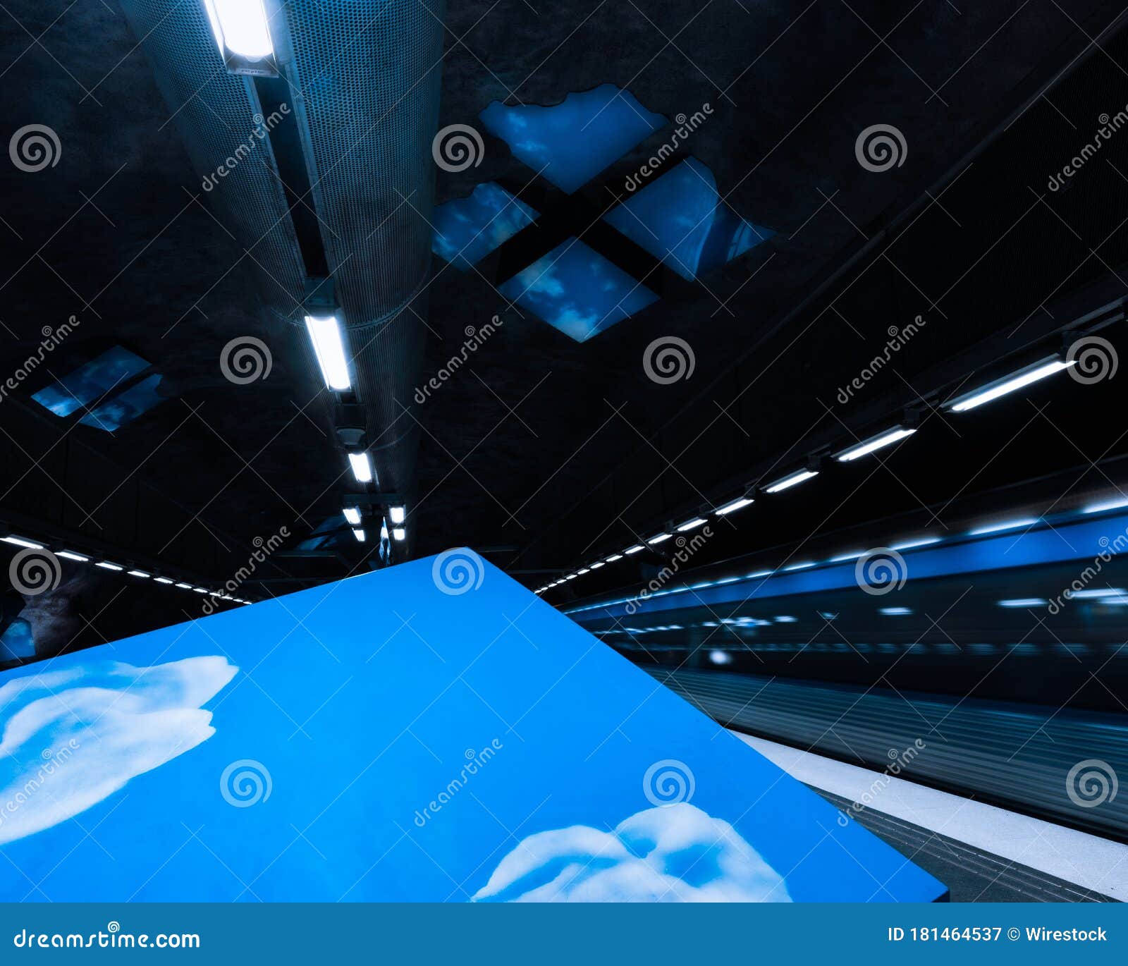 Mesmerizing View of a Blue Metro in a Station with a Modern Design ...