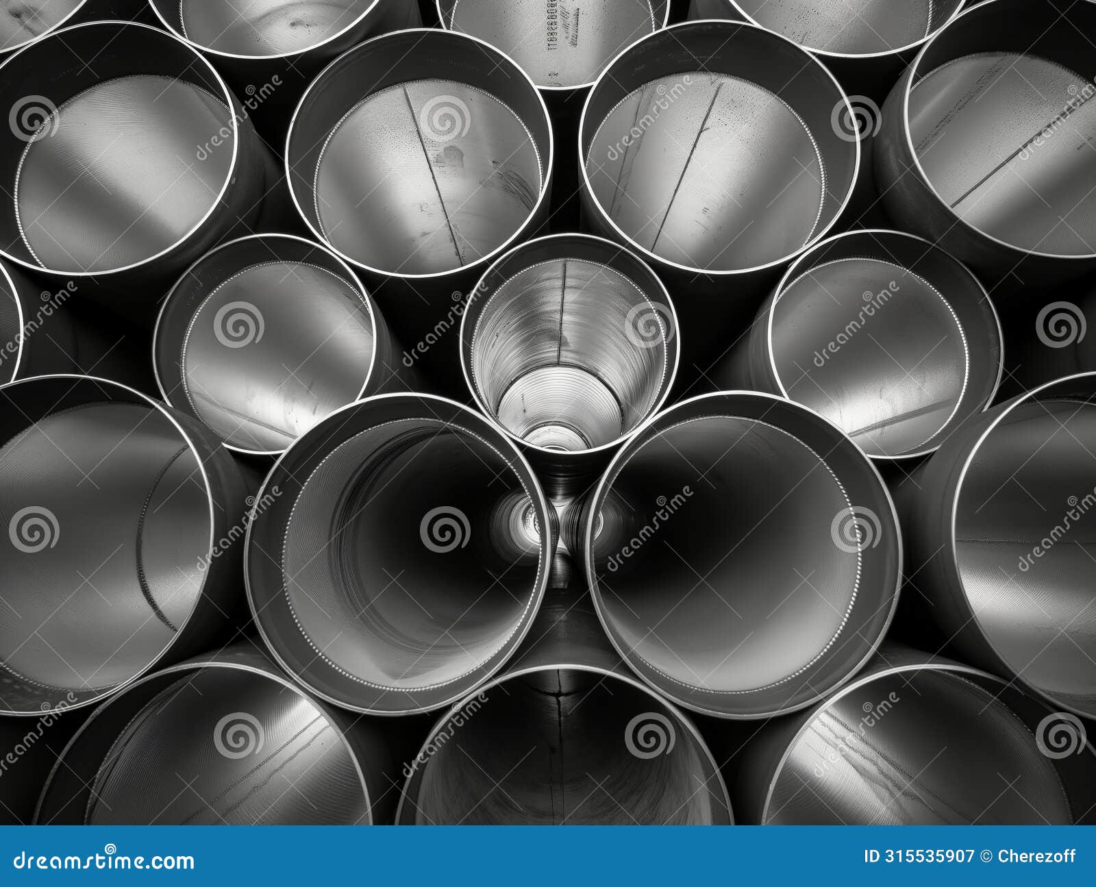 Infinity in Pipes stock image. Image of monochrome, texture - 315535907