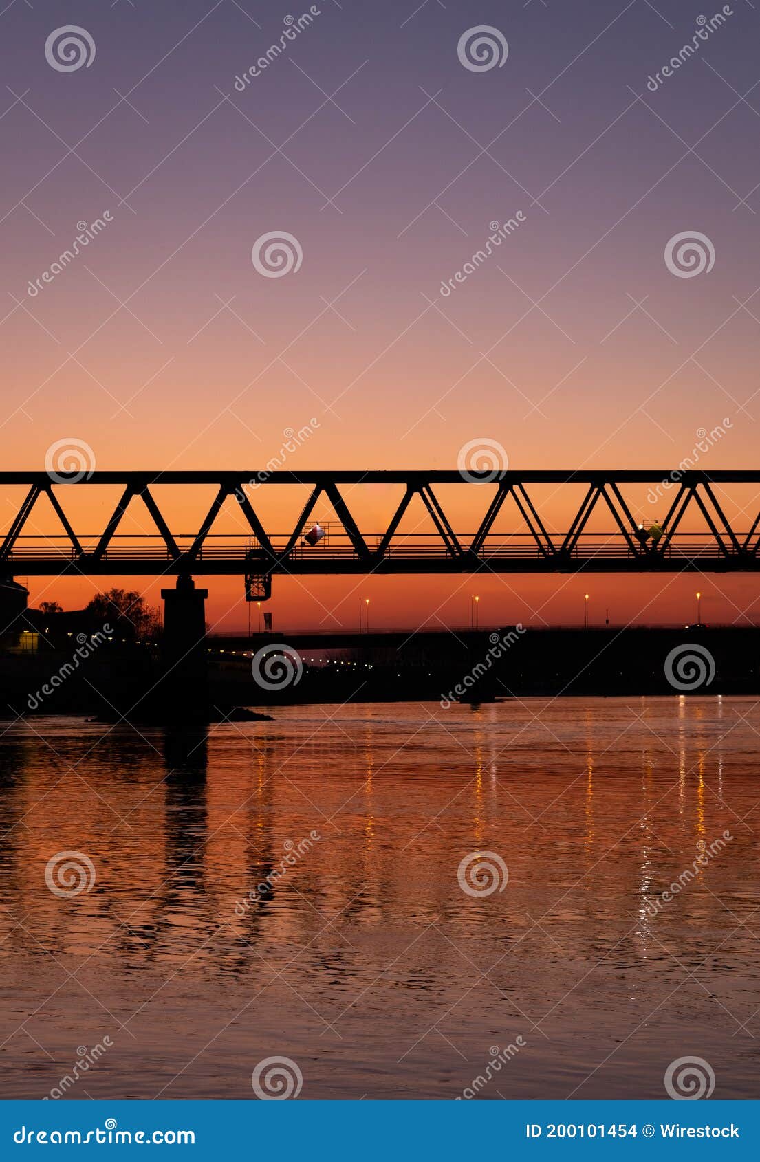 Mesmerizing View of a Long Bridge in the Scenic Sunset Stock Photo ...