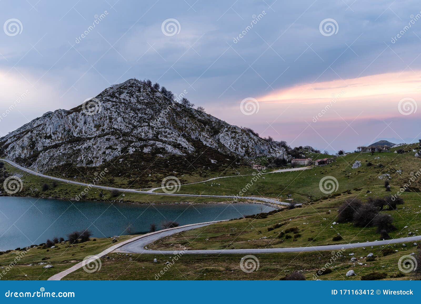 Mesmerizing View of the Mountains and Fields Around the Lake during ...