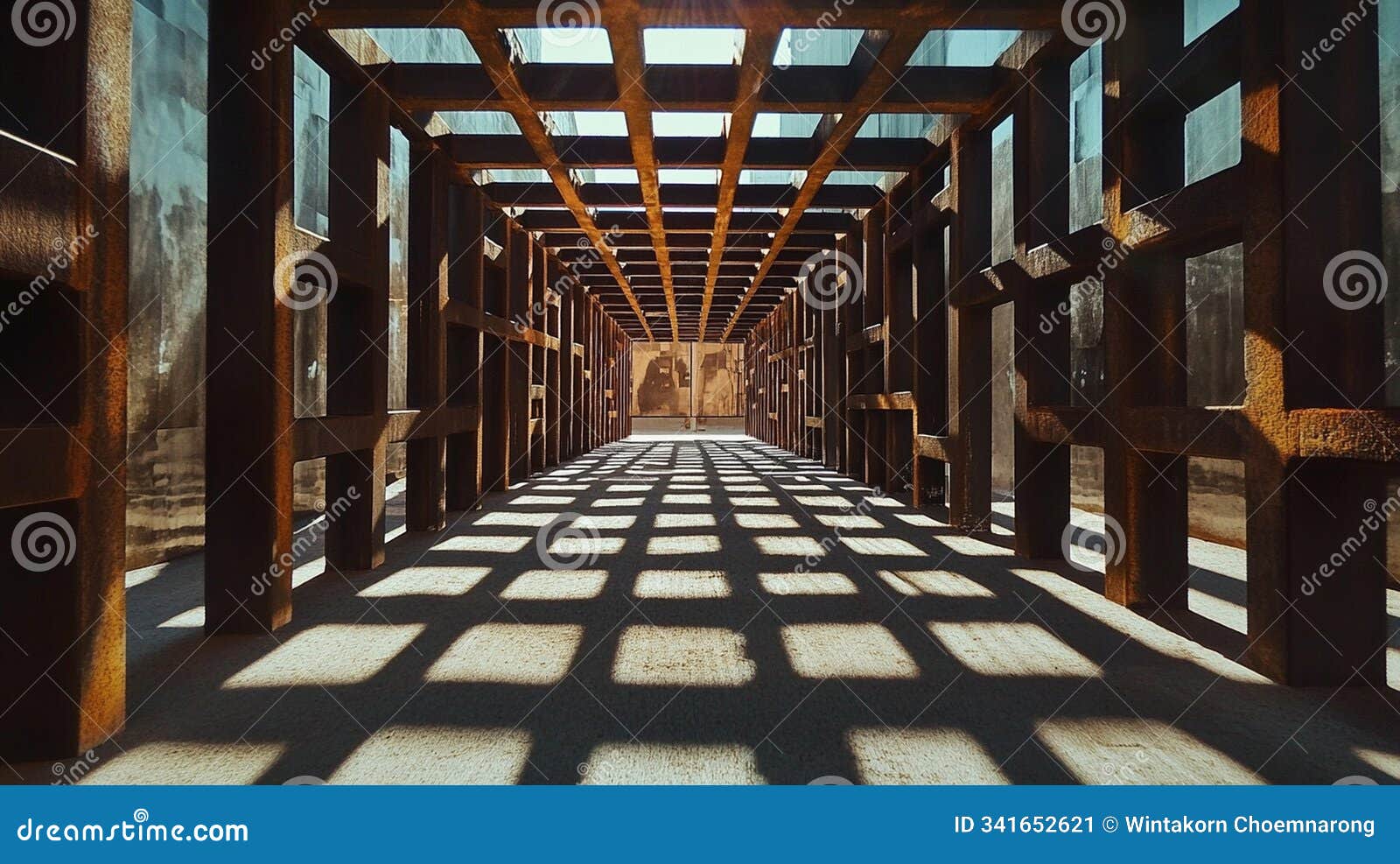 Mesmerizing View of Square Steel Beams Creating Depth and Perspective ...