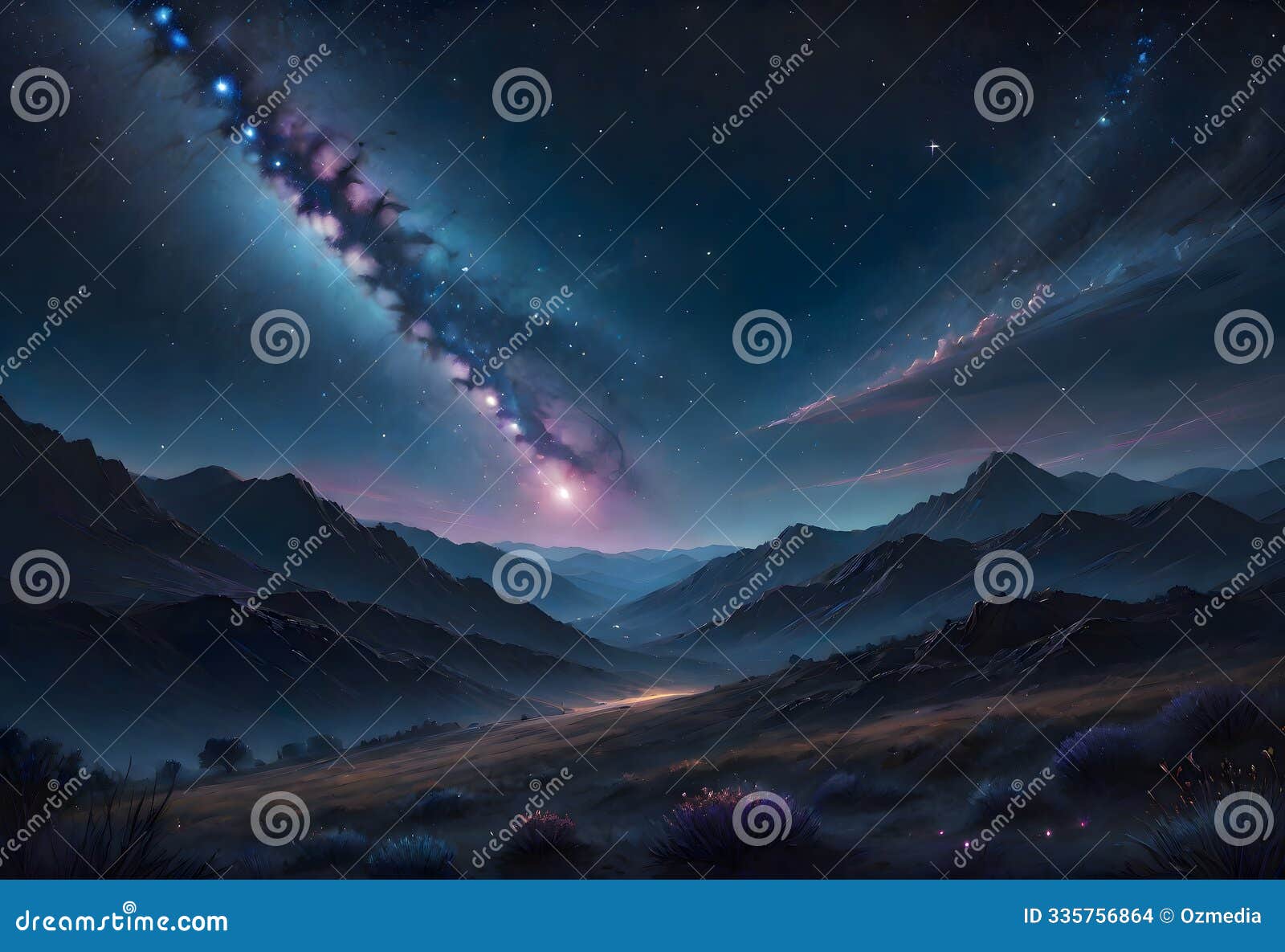 Mesmerizing View of a Starry Night Sky Over a Tranquil Mountainous ...