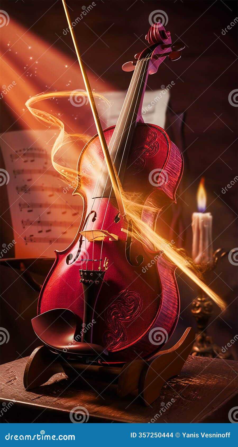 A Mesmerizing Violin, Showcasing a Deep Red Hue and Intricate Carvings ...