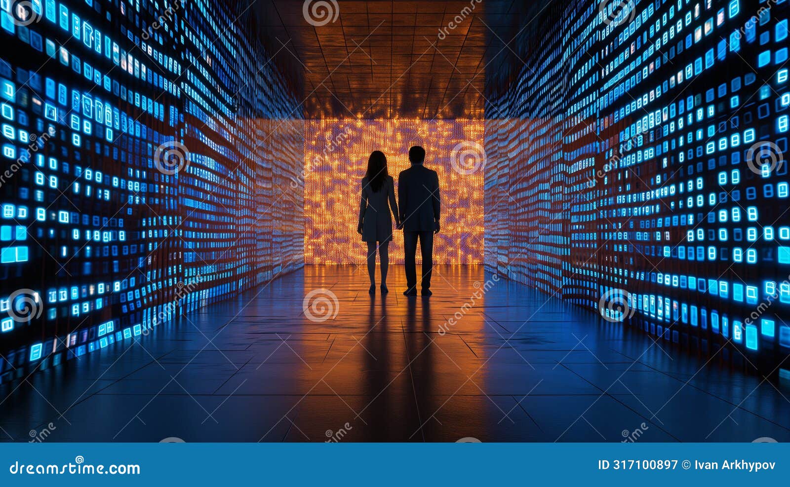 Walking through the Matrix stock illustration. Illustration of ...