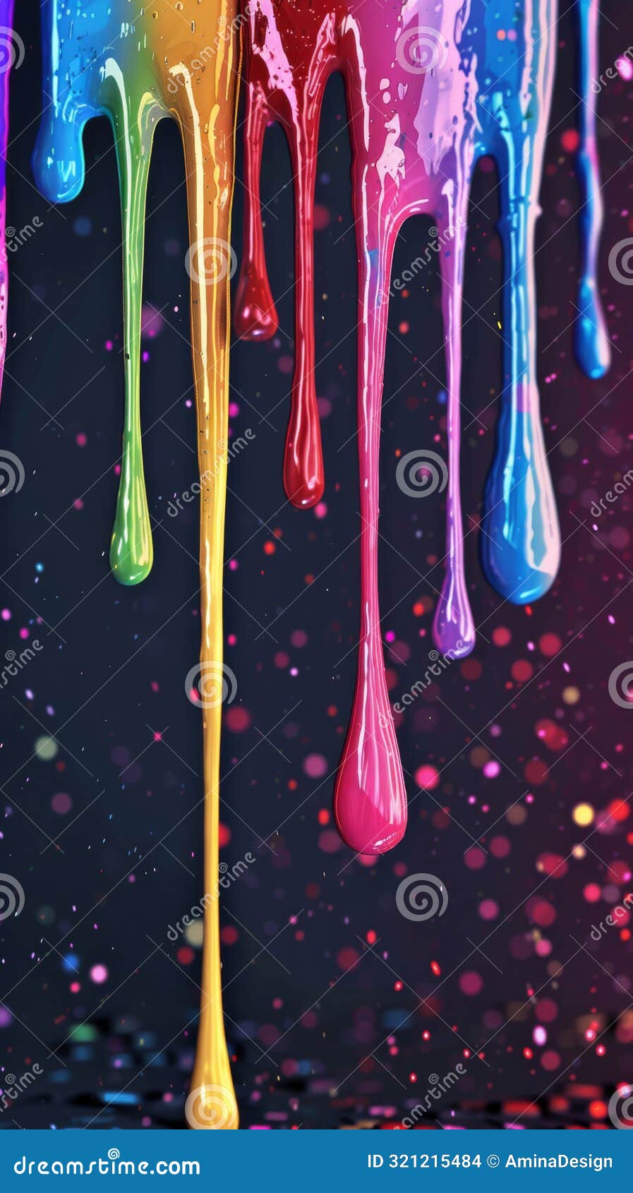 The Mesmerizing Visual Effect is Created by Colorful Paint Drips on a ...