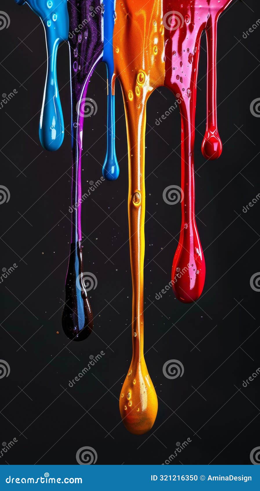 The Mesmerizing Visual Effect is Created by Colorful Paint Drips on a ...