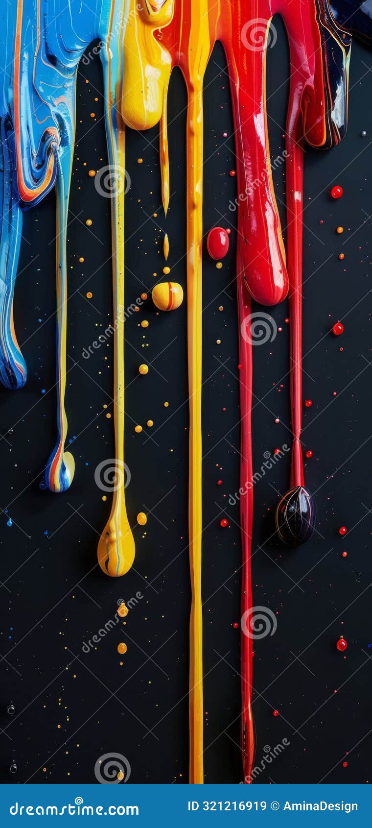 The Mesmerizing Visual Effect is Created by Colorful Paint Drips on a ...