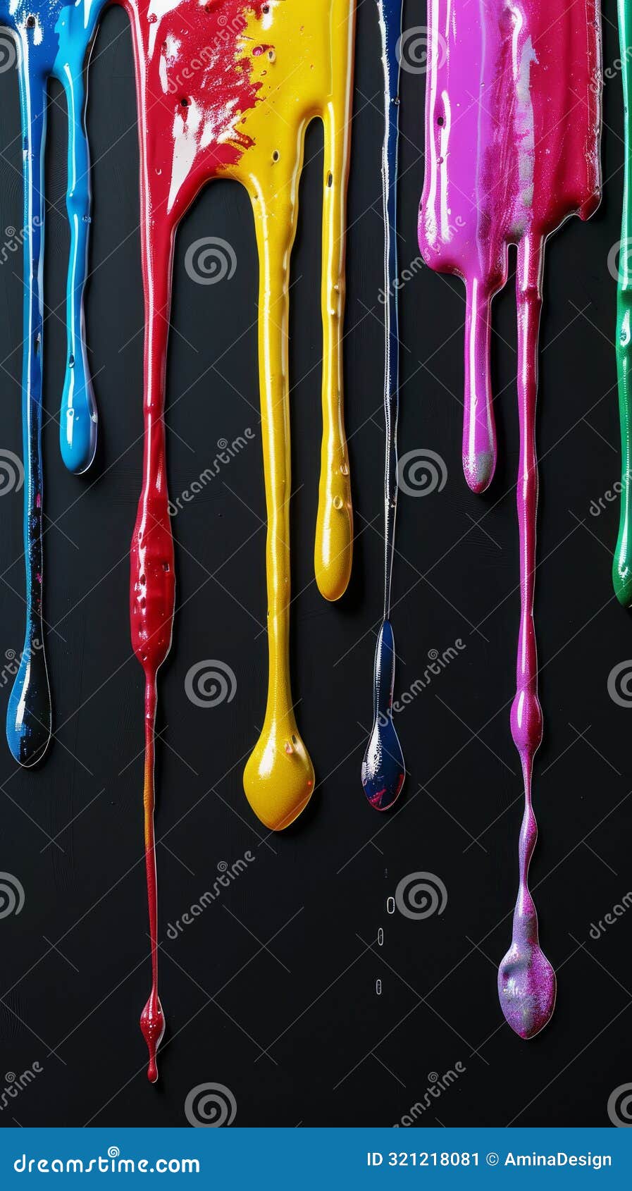 The Mesmerizing Visual Effect is Created by Colorful Paint Drips on a ...